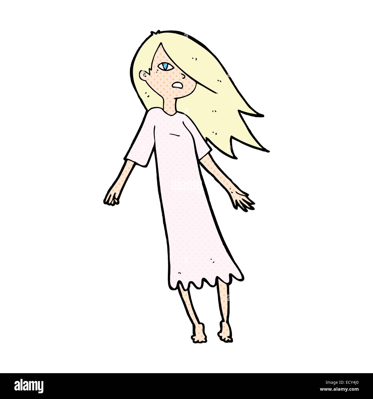 retro comic book style cartoon ghost like girl Stock Vector Image & Art ...