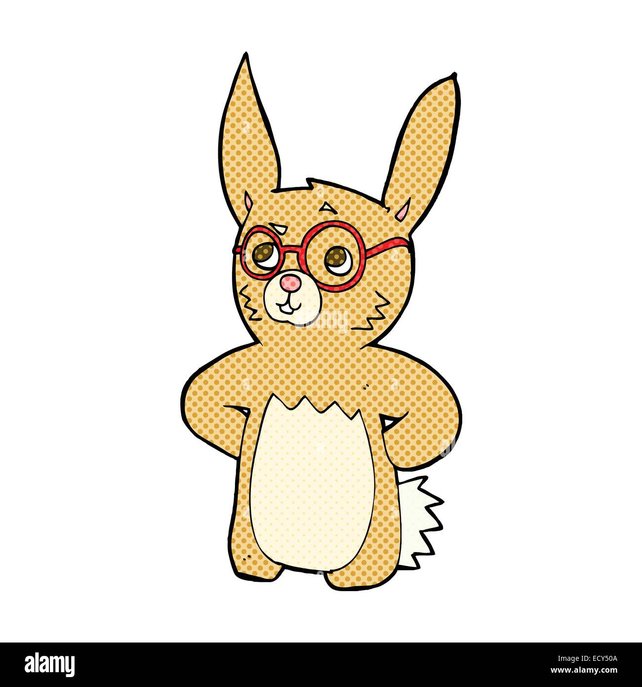 retro comic book style cartoon rabbit wearing spectacles Stock Vector ...