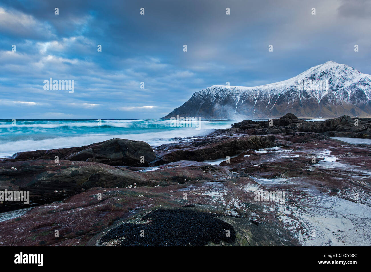 Surf on the beach of Flakstad, Lofoten, Norway Stock Photo - Alamy