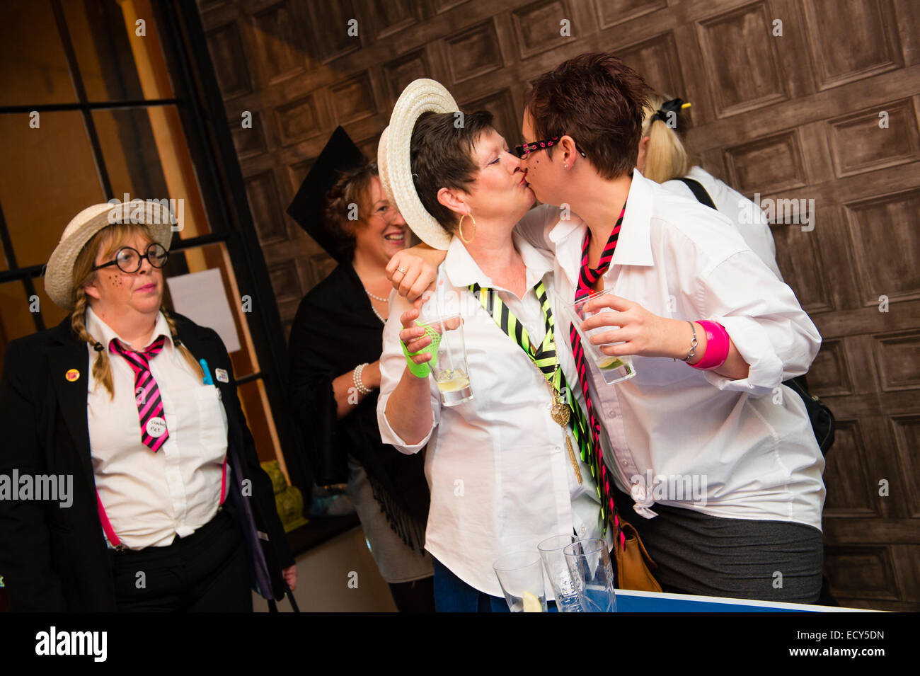 A group of women on a 'naughty schoolgirls' St Trinian's style themed ...