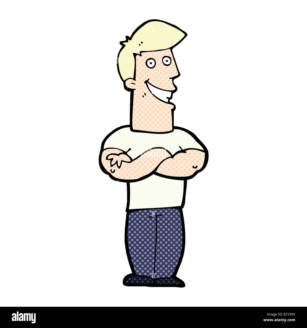 retro comic book style cartoon grinning man Stock Vector Image & Art ...