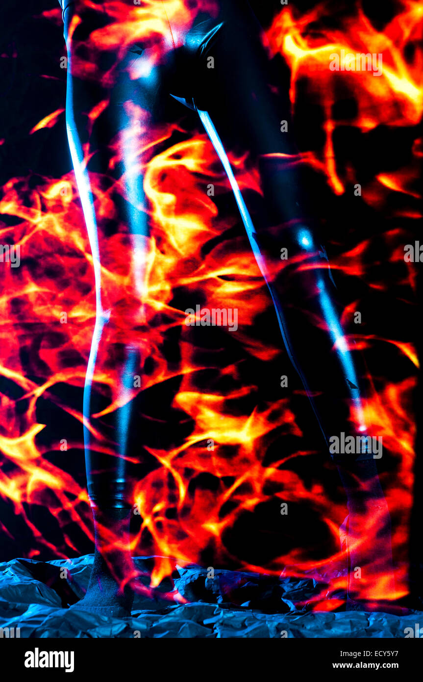 legs with fire Stock Photo - Alamy