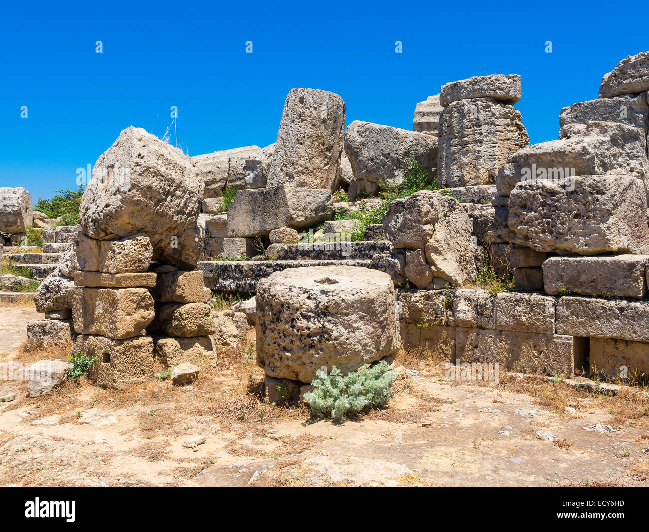 Ruins of the Temple of Hera, Temple C and G of Zeus' wife Hera or Juno ...