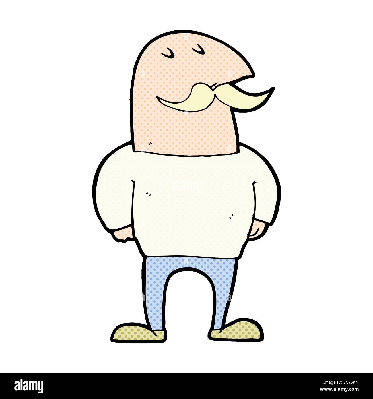 retro comic book style cartoon bald man with mustache Stock Vector ...