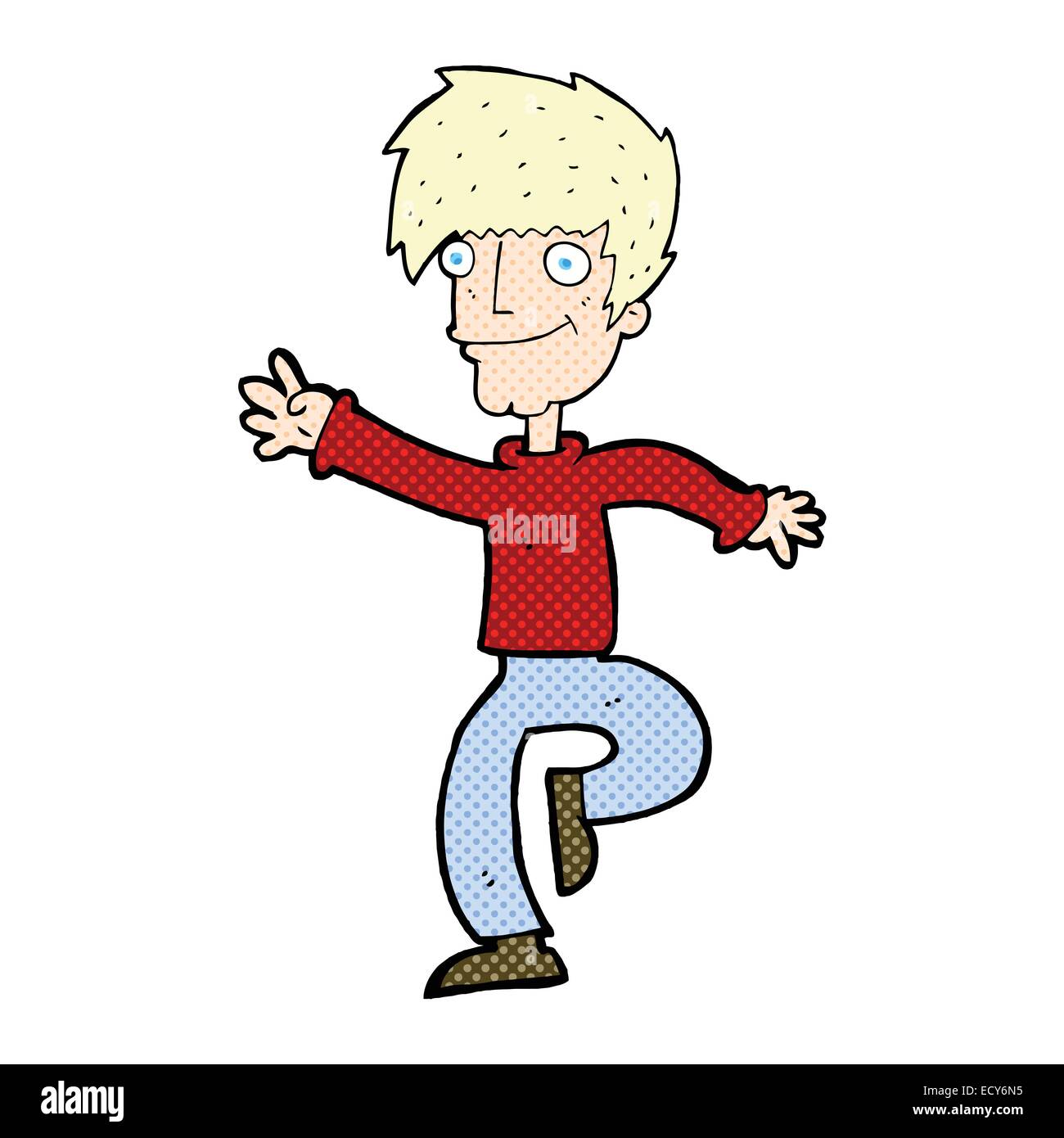 retro comic book style cartoon happy man dancing Stock Vector Image ...