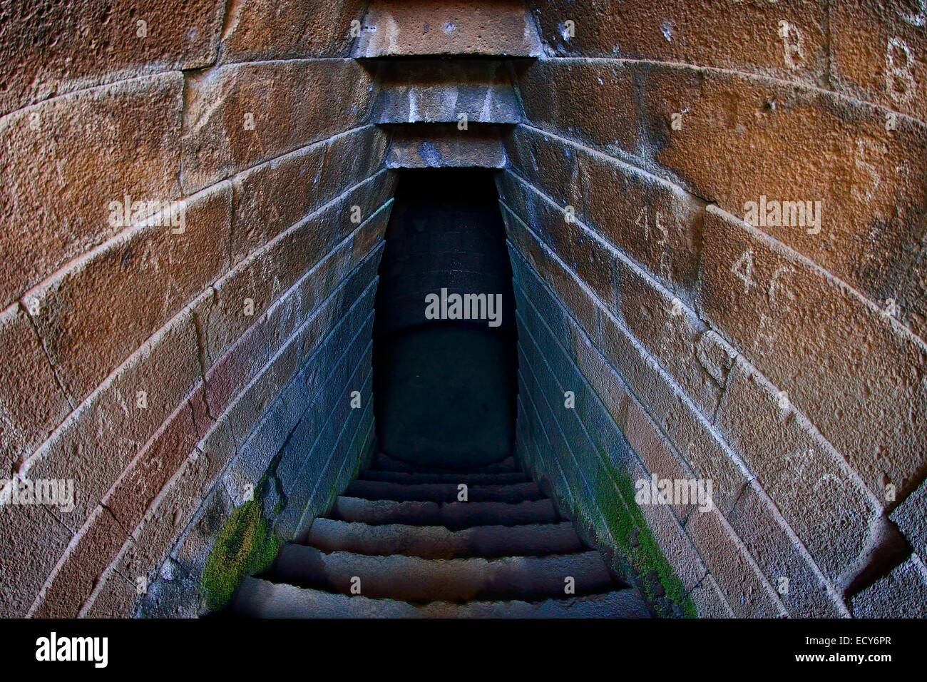 Stairs to the Holy Well of Santa Cristina, Nuraghic culture, near ...
