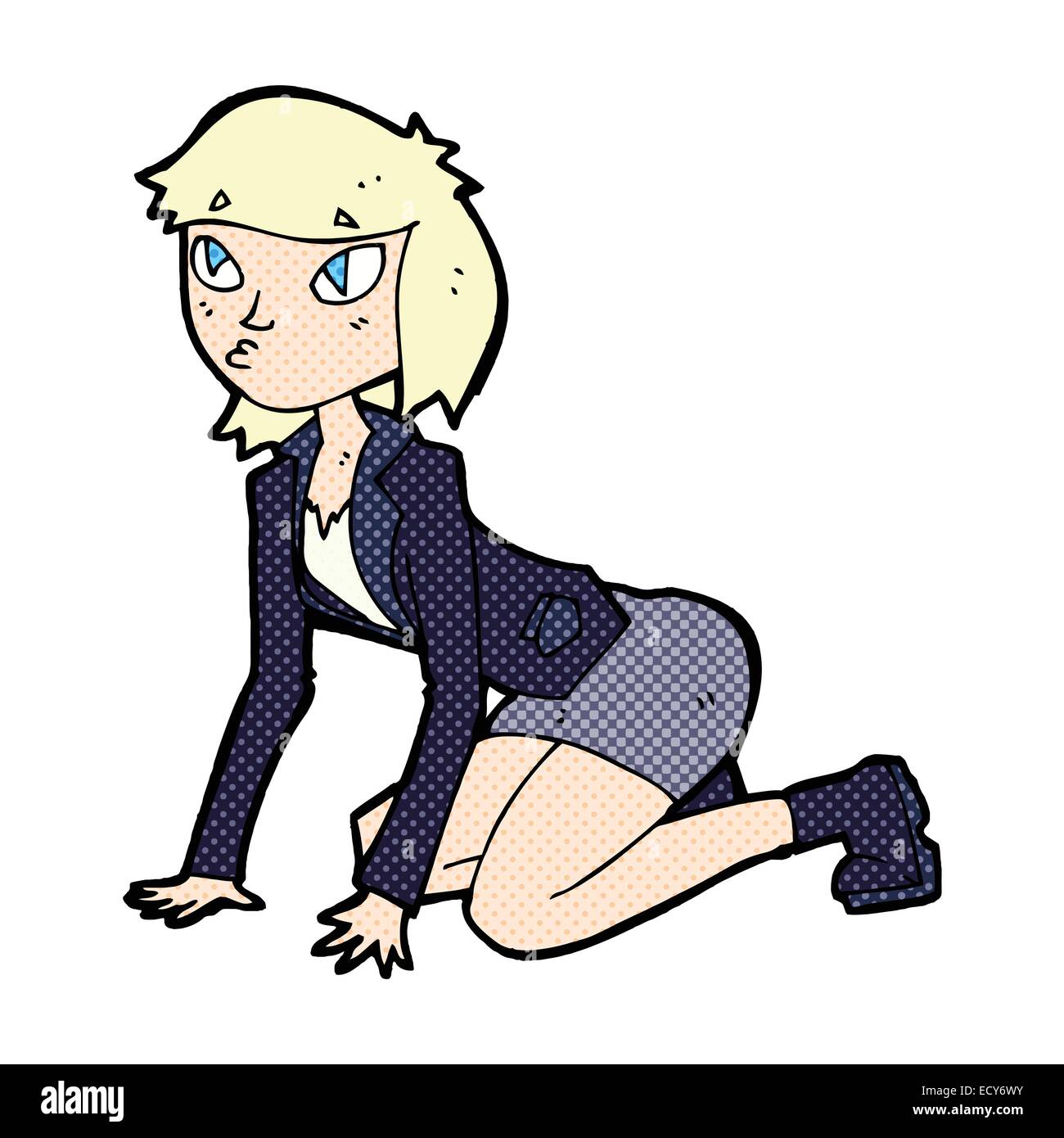 Retro Comic Book Style Cartoon Woman On Hands And Knees Stock Vector Image And Art Alamy