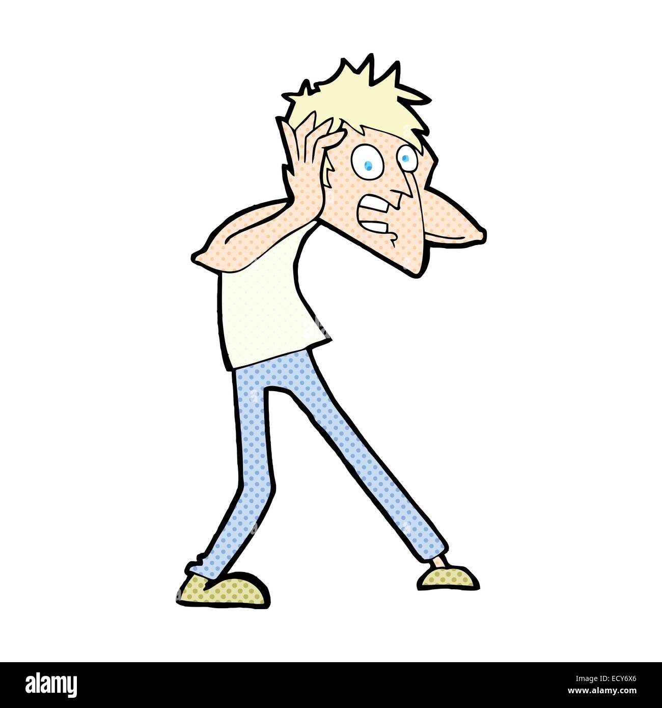 retro comic book style cartoon man panicking Stock Vector Image & Art ...