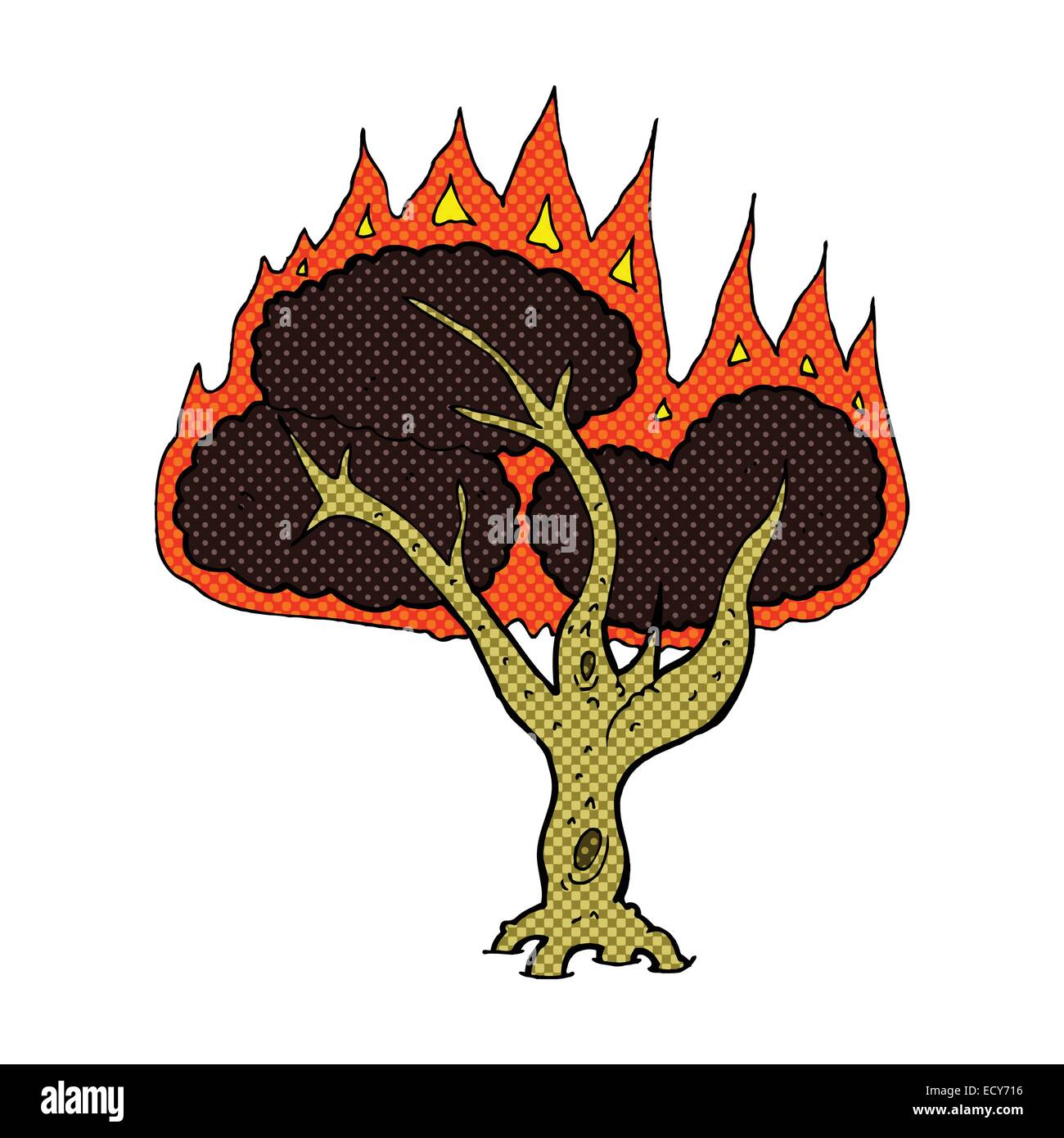 retro comic book style cartoon burning tree Stock Vector Image & Art ...