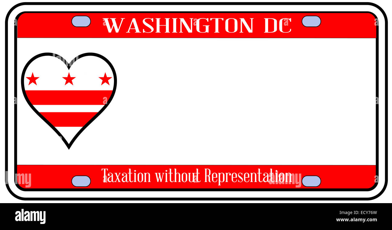 Washington DC state license plate in the colors of the state flag with ...