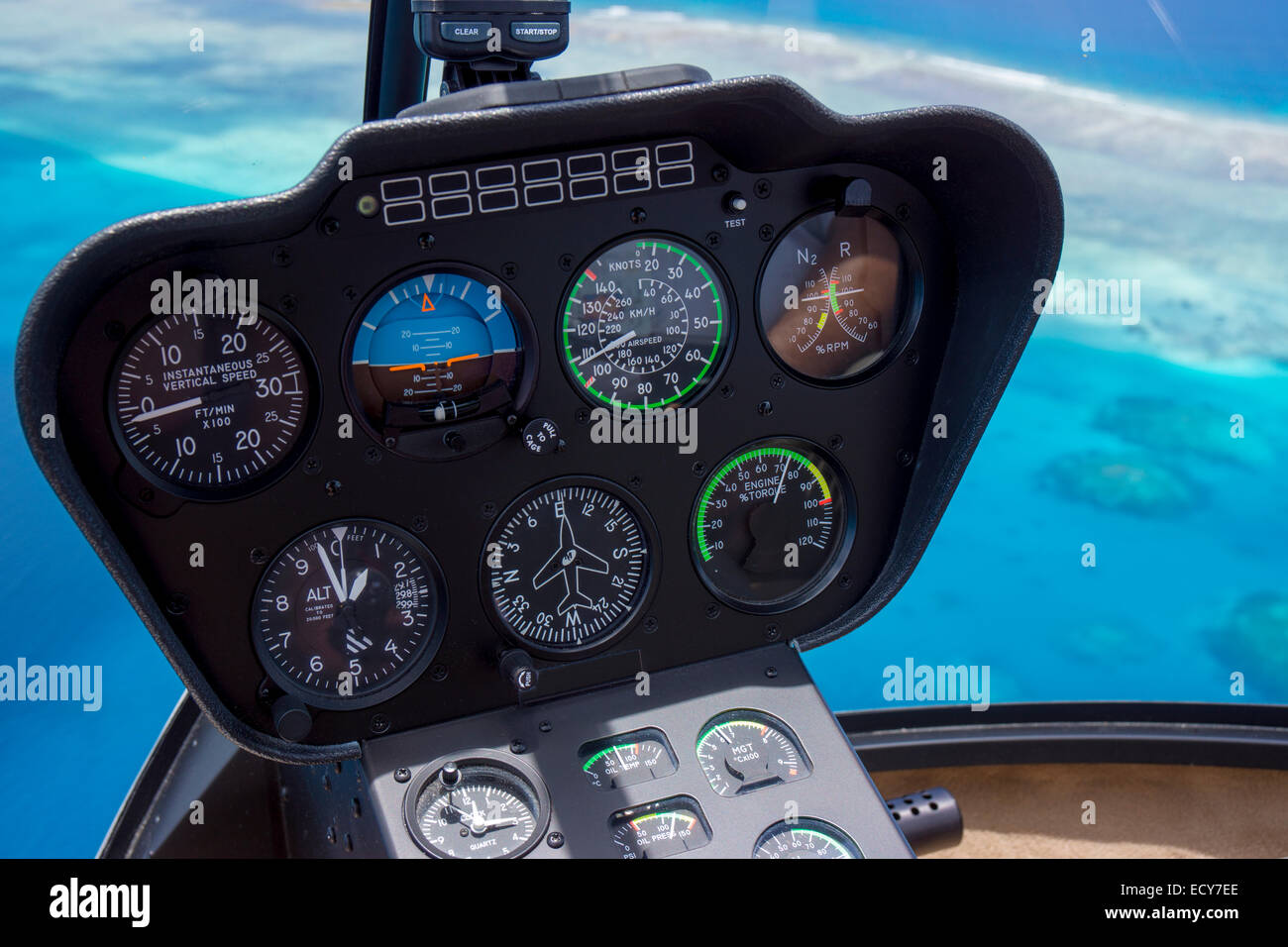 Robinson R66 helicopter, cockpit, Palau Stock Photo - Alamy
