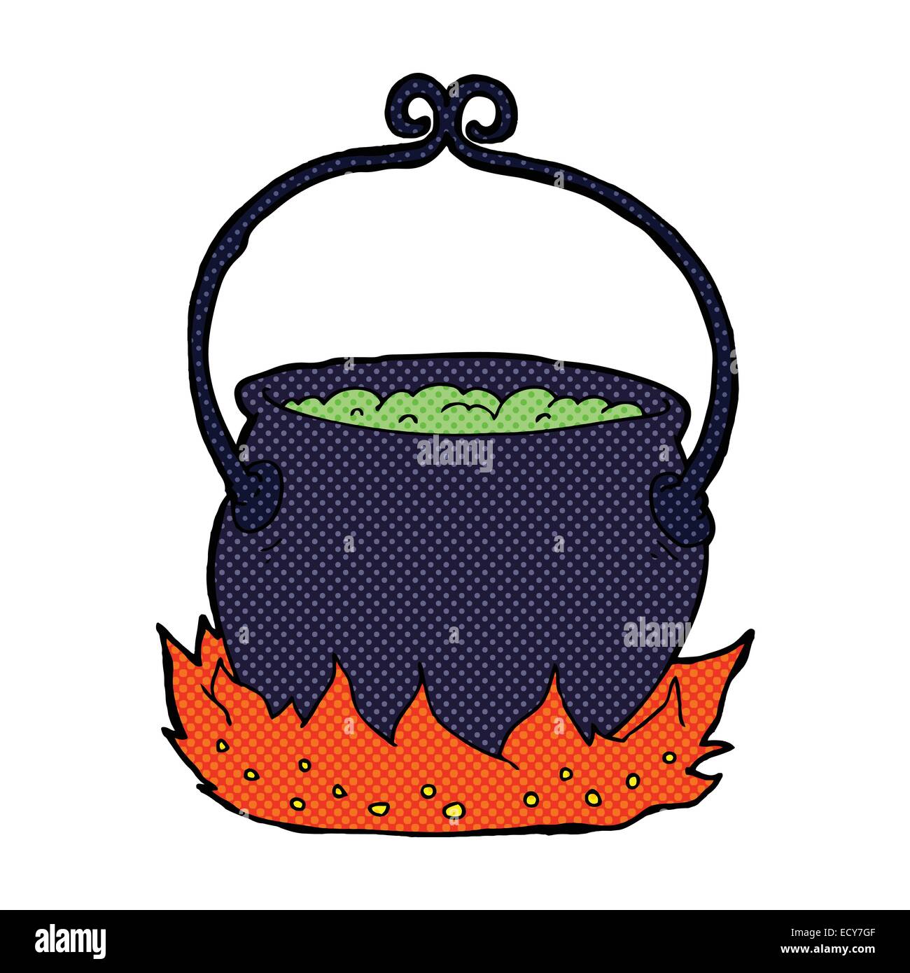 retro comic book style cartoon witch's cauldron Stock Vector Image ...
