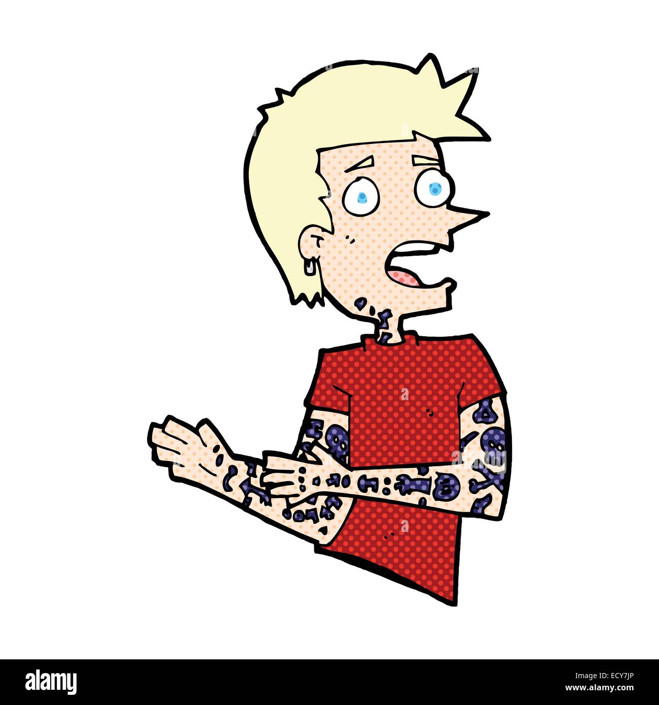 retro comic book style cartoon man with tattoos Stock Vector Image ...