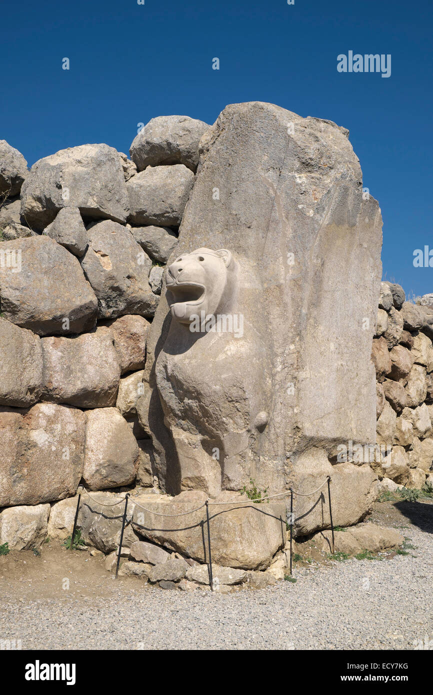 Lion Gate, ruins of the Hittite city of Hattuša, near Bogazkale ...