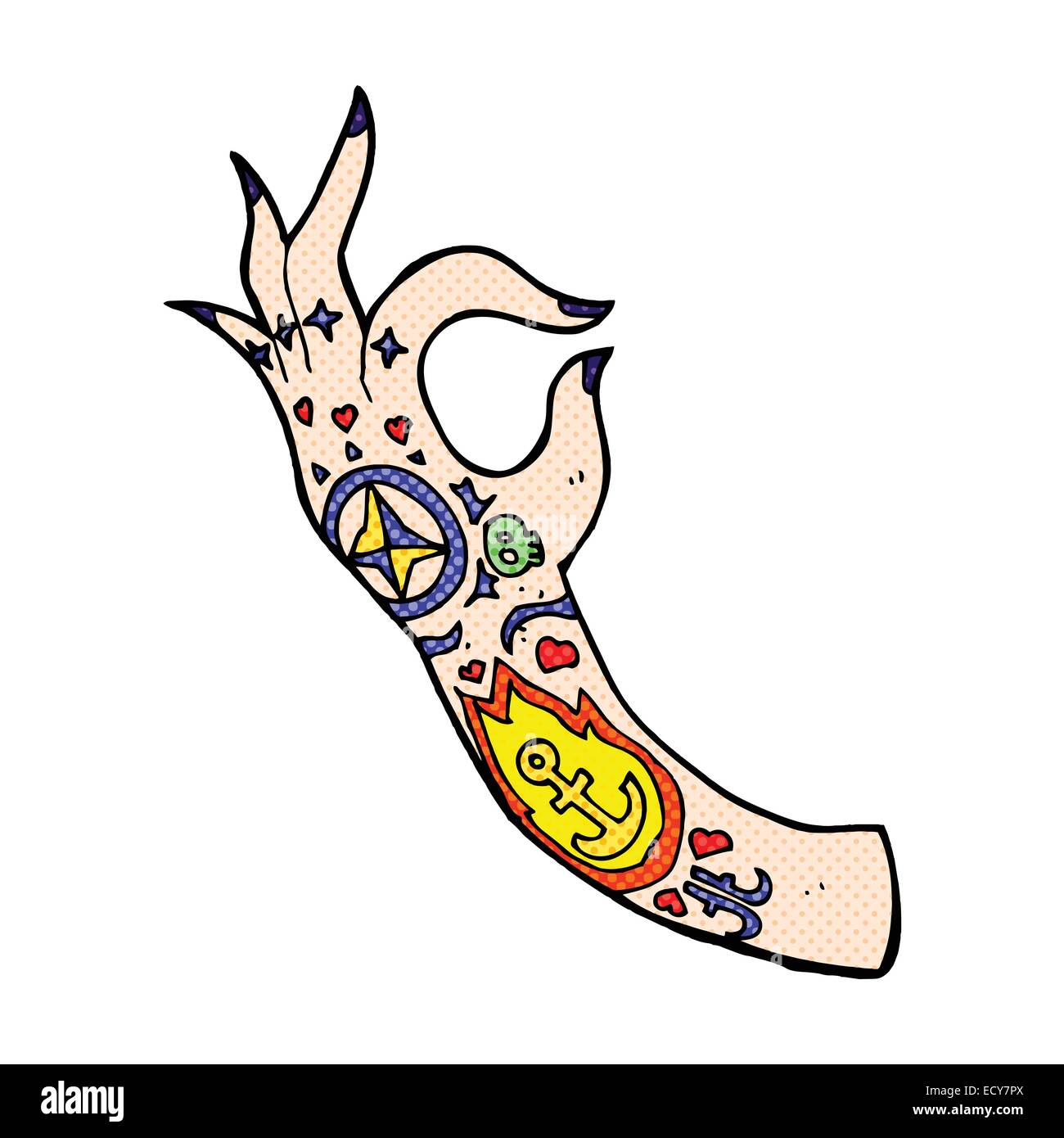 retro comic book style cartoon tattoo arm Stock Vector Image & Art - Alamy