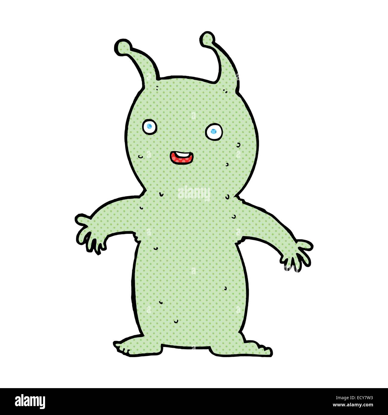 retro comic book style cartoon happy little alien Stock Vector Image ...