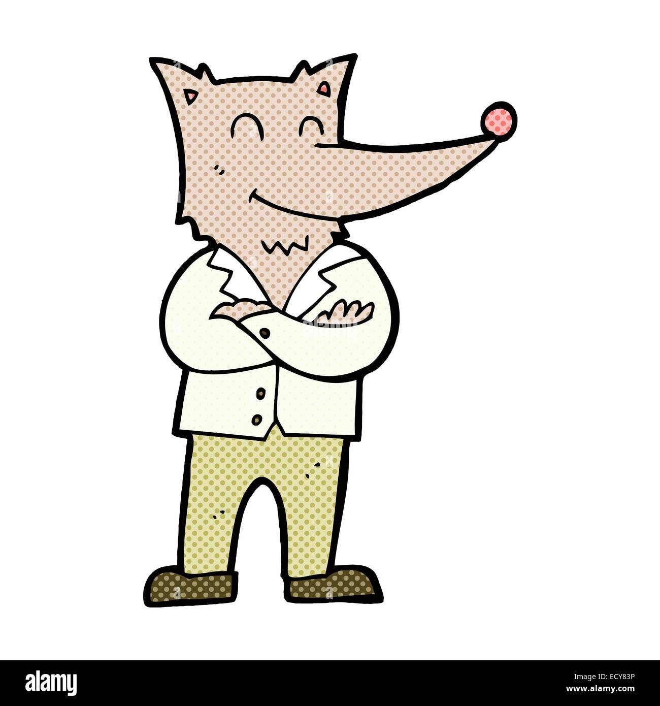 retro comic book style cartoon wolf in shirt Stock Vector Image & Art ...