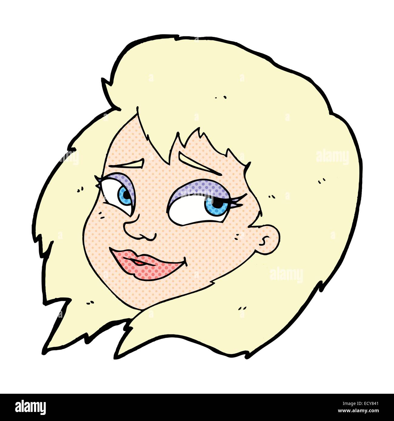 retro comic book style cartoon happy female face Stock Vector Image ...