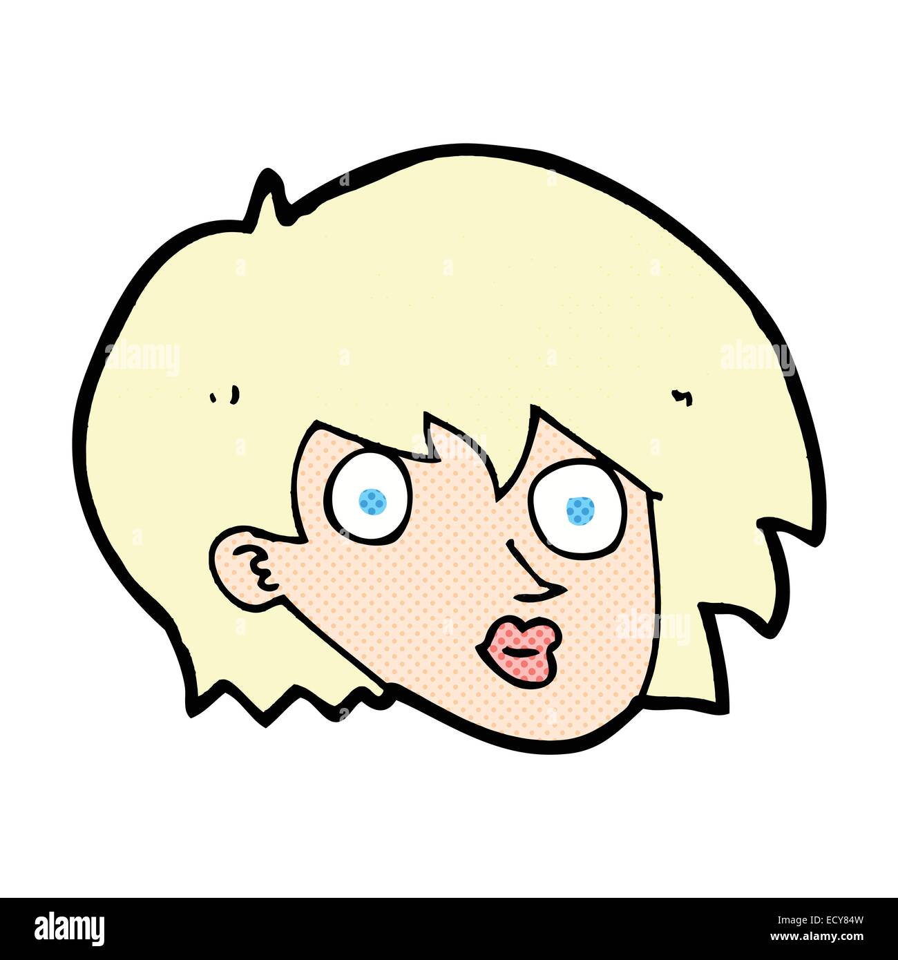 retro comic book style cartoon surprised female face Stock Vector Image ...