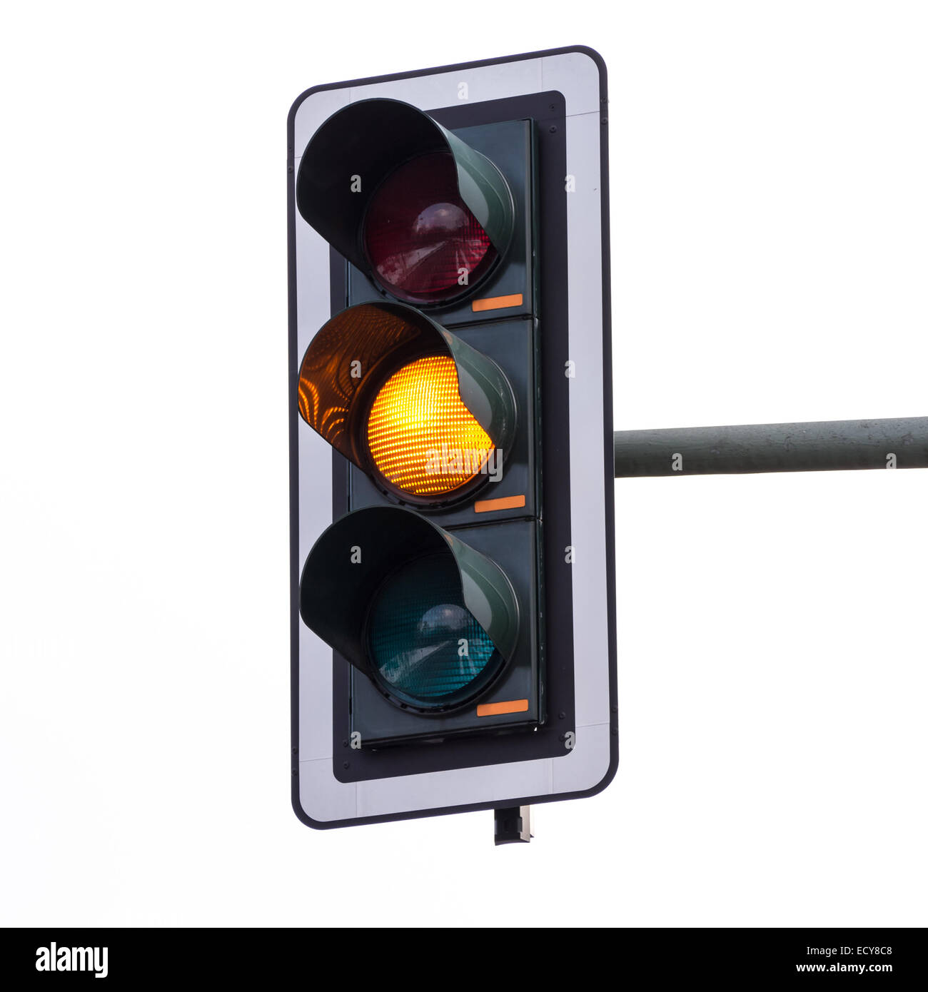 Traffic lights with orange color (isolated on white background Stock ...