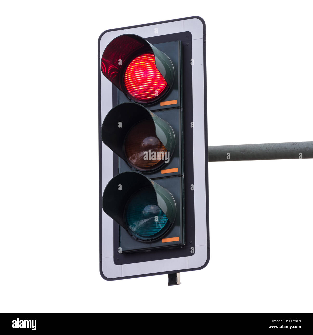 Traffic lights with red color (isolated on white background Stock Photo ...