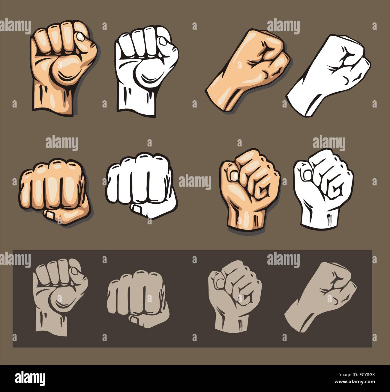 Fists - set. Stock illustration Stock Photo - Alamy