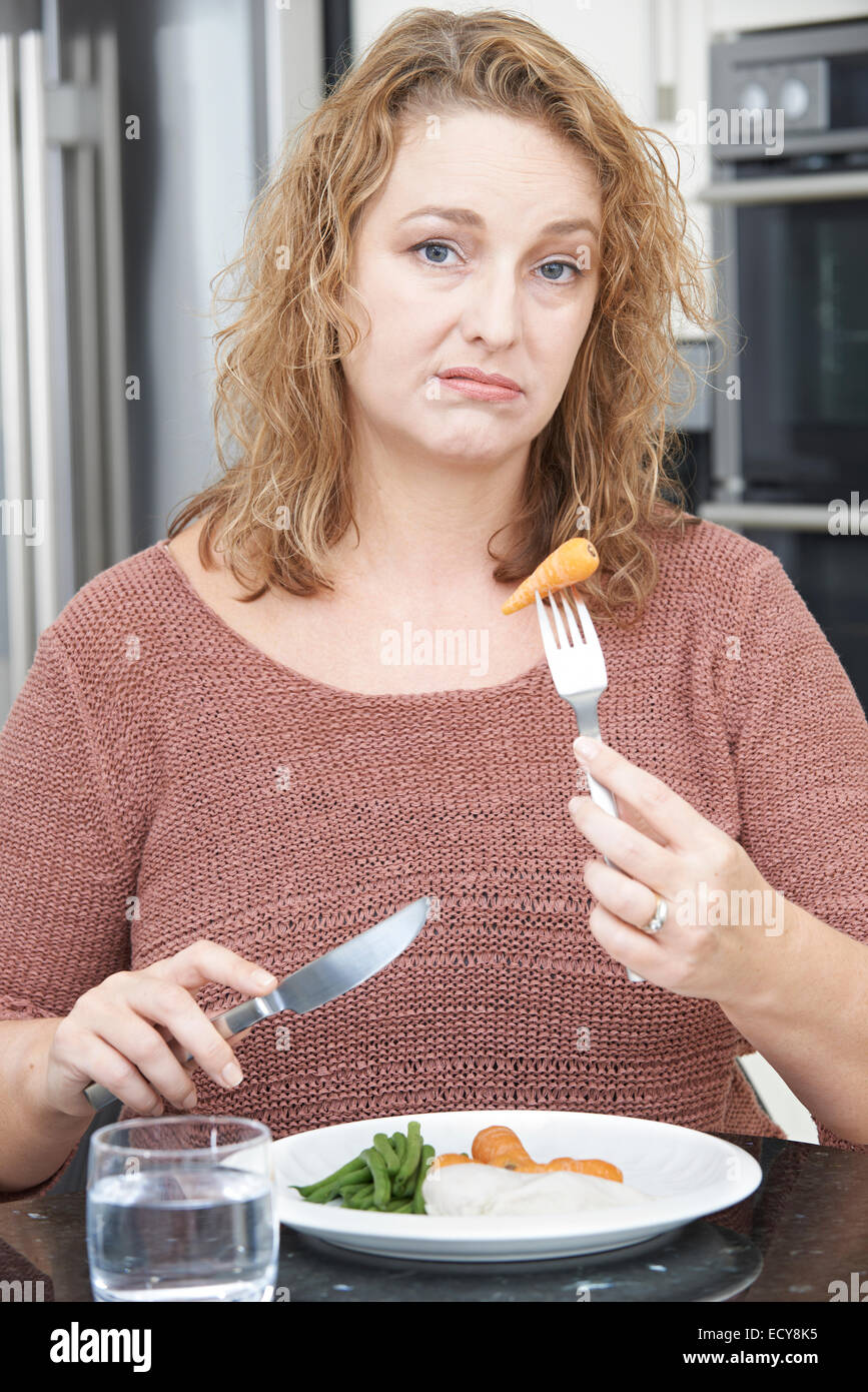 Woman On Diet Fed Up With Eating Healthy Meal Stock Photo - Alamy