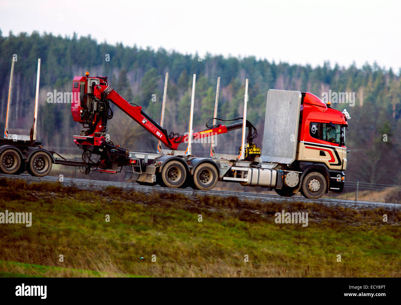 Timber lorry driving highway hi-res stock photography and images - Alamy