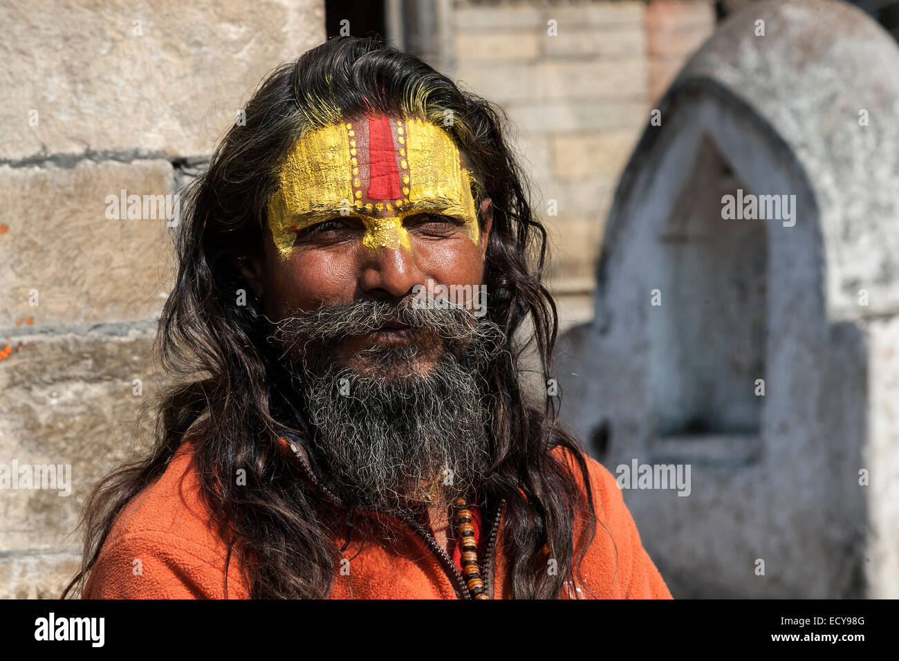 Sadhu, painted face, portrait, Pashupatinath, Kathmandu, Nepal Stock ...