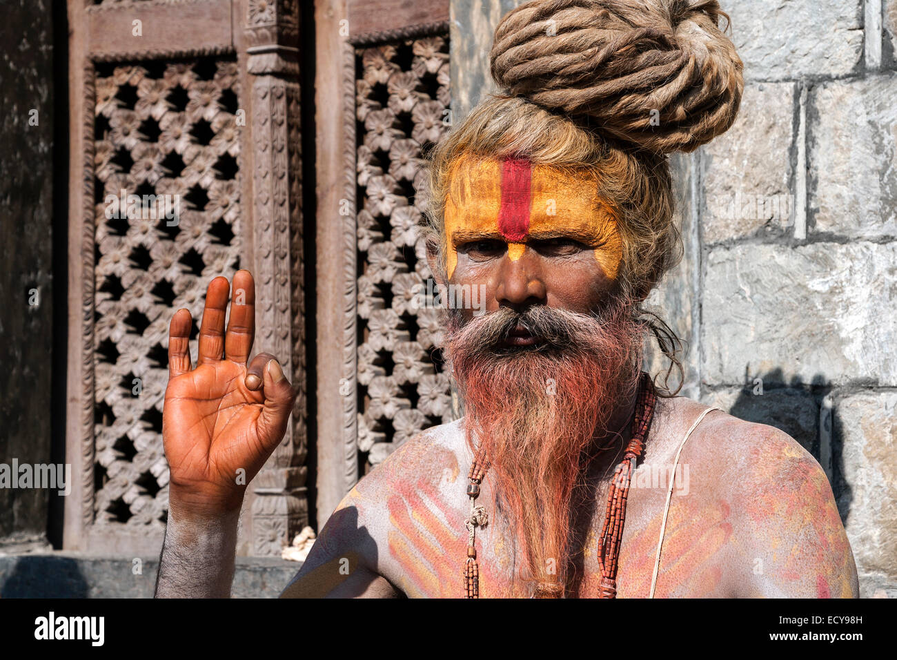 Sadhu, painted face, portrait, Pashupatinath, Kathmandu, Nepal Stock ...