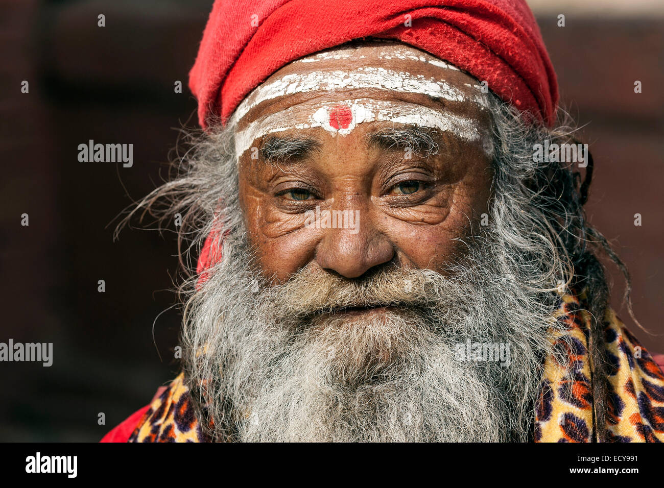 Sadhu, painted face, portrait, Kathmandu, Nepal Stock Photo - Alamy