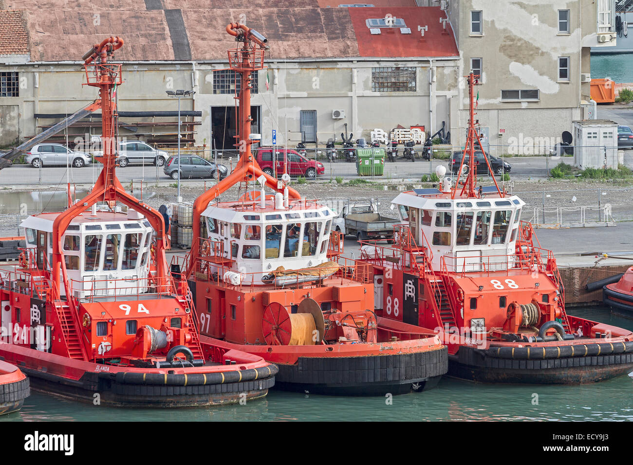 Red RR Tug Boats Genoa Harbour Italy Stock Photo - Alamy
