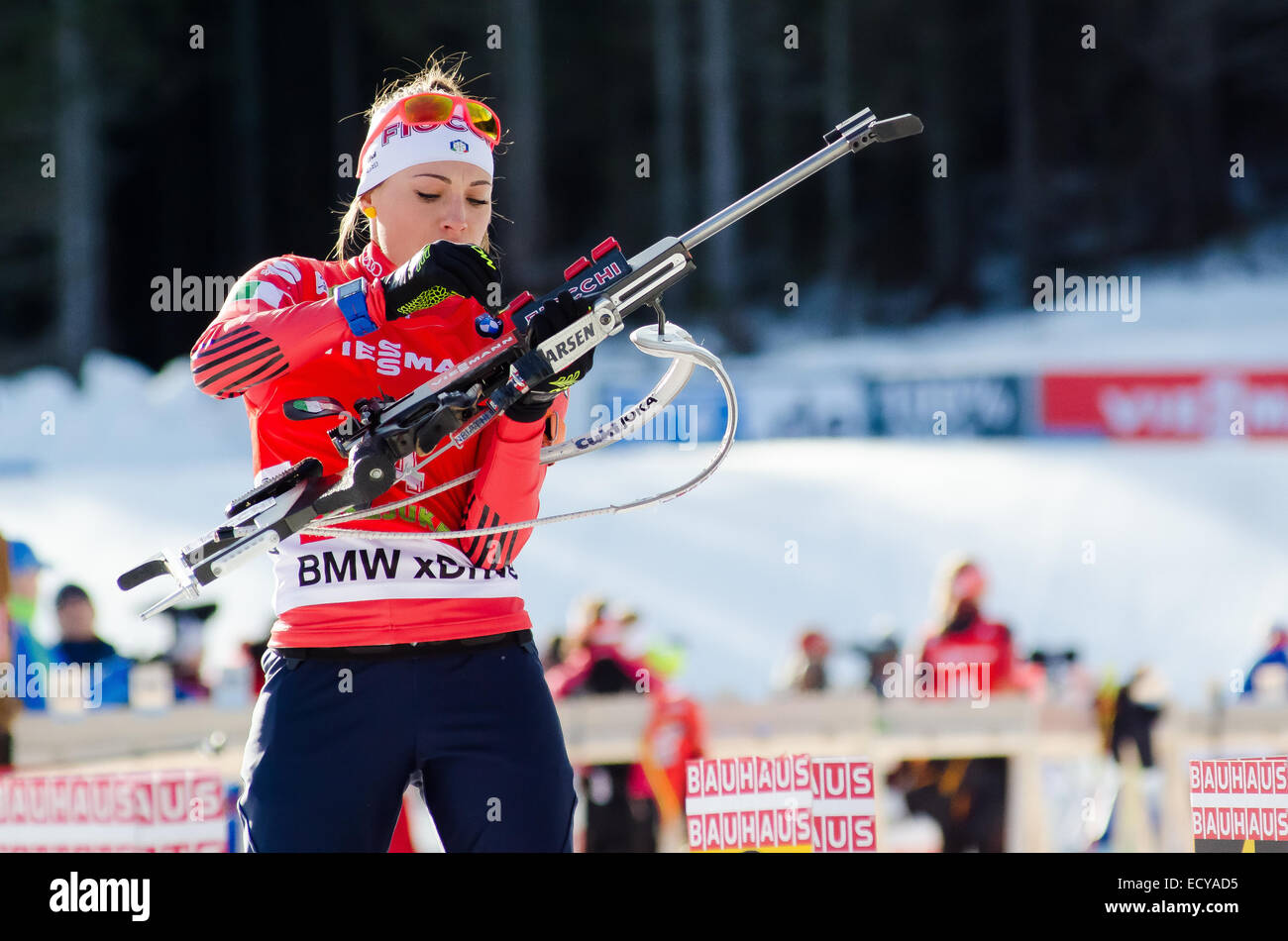Dorothea Wierer (ITA) on the shooting range during Biathlon World Cup ...