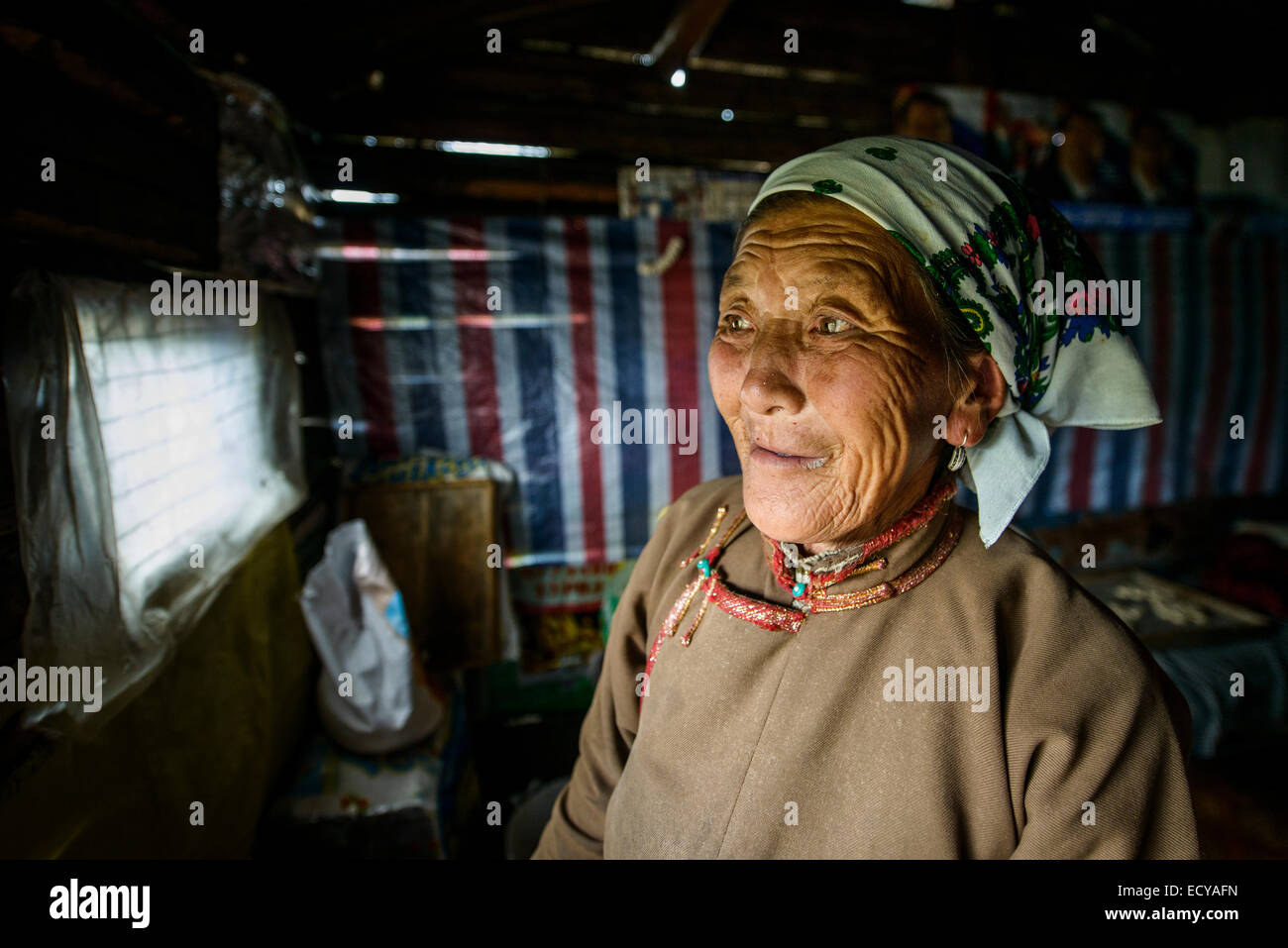 A nomad woman at her wooden shack, Mongolia Stock Photo - Alamy