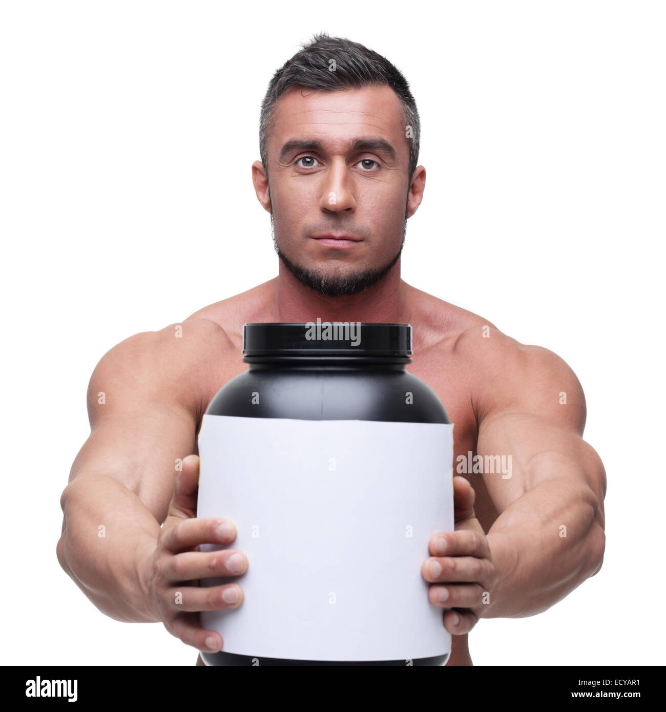 Bodybuilder sporty man holding hi-res stock photography and images - Alamy