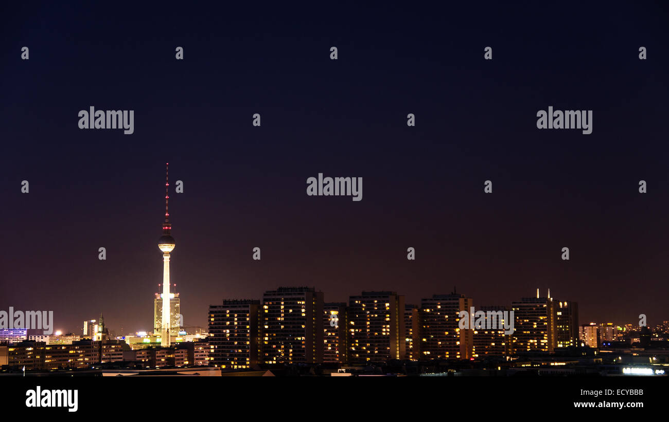 Berlin television tower night view hi-res stock photography and images ...