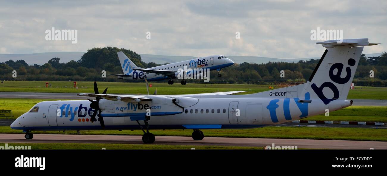 FLYBE aircraft with one FLYBE taking off and A Flybe Aircraft G-ECOF in ...