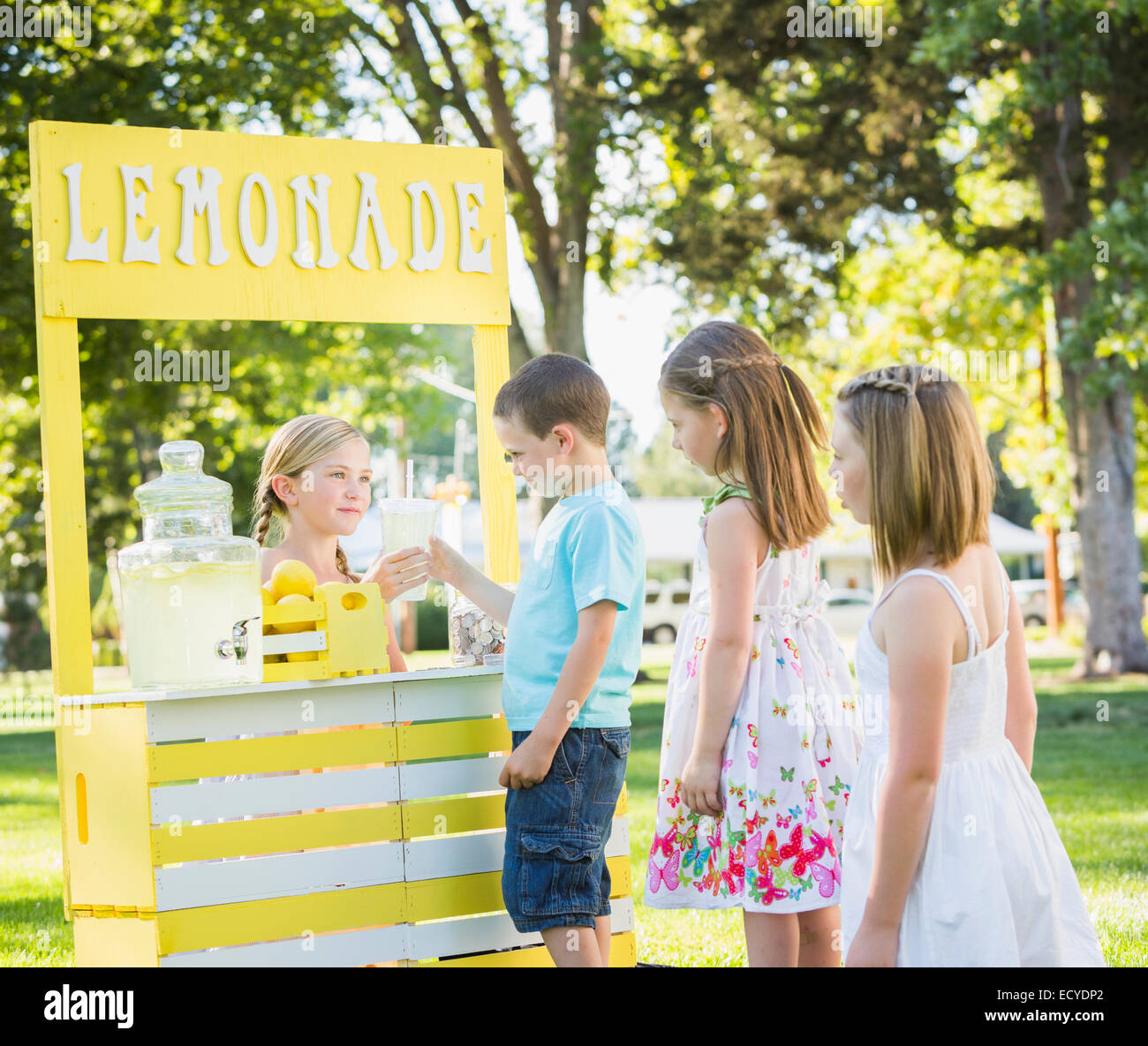 Lemonade Stand Striped Background