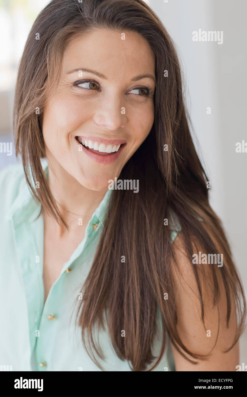 Caucasian woman smiling Stock Photo - Alamy