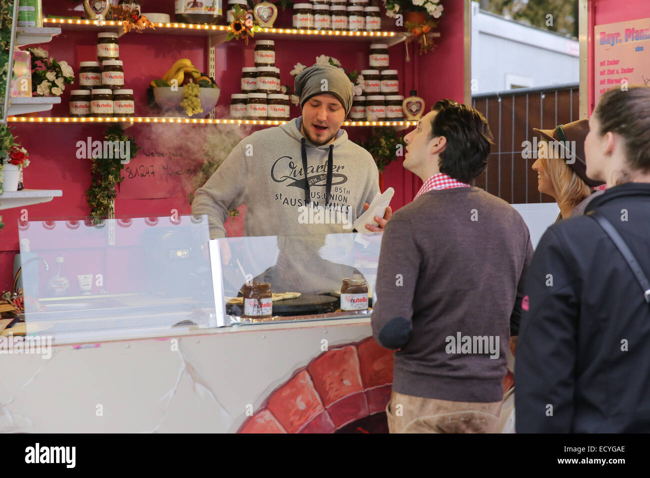 german man making crepes nutella Stock Photo - Alamy