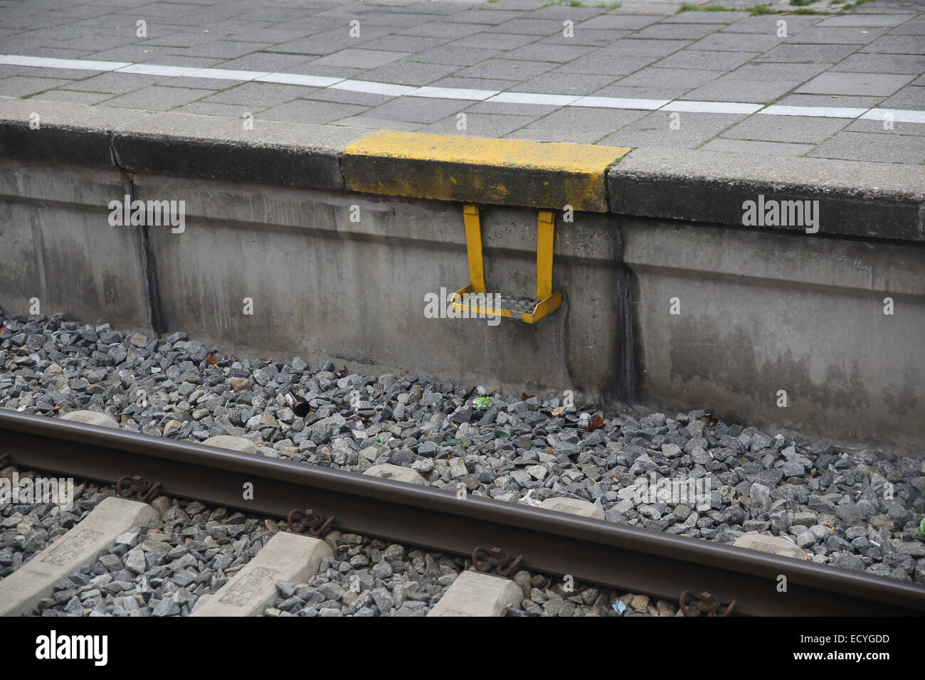 yellow step train station germany europe Stock Photo - Alamy