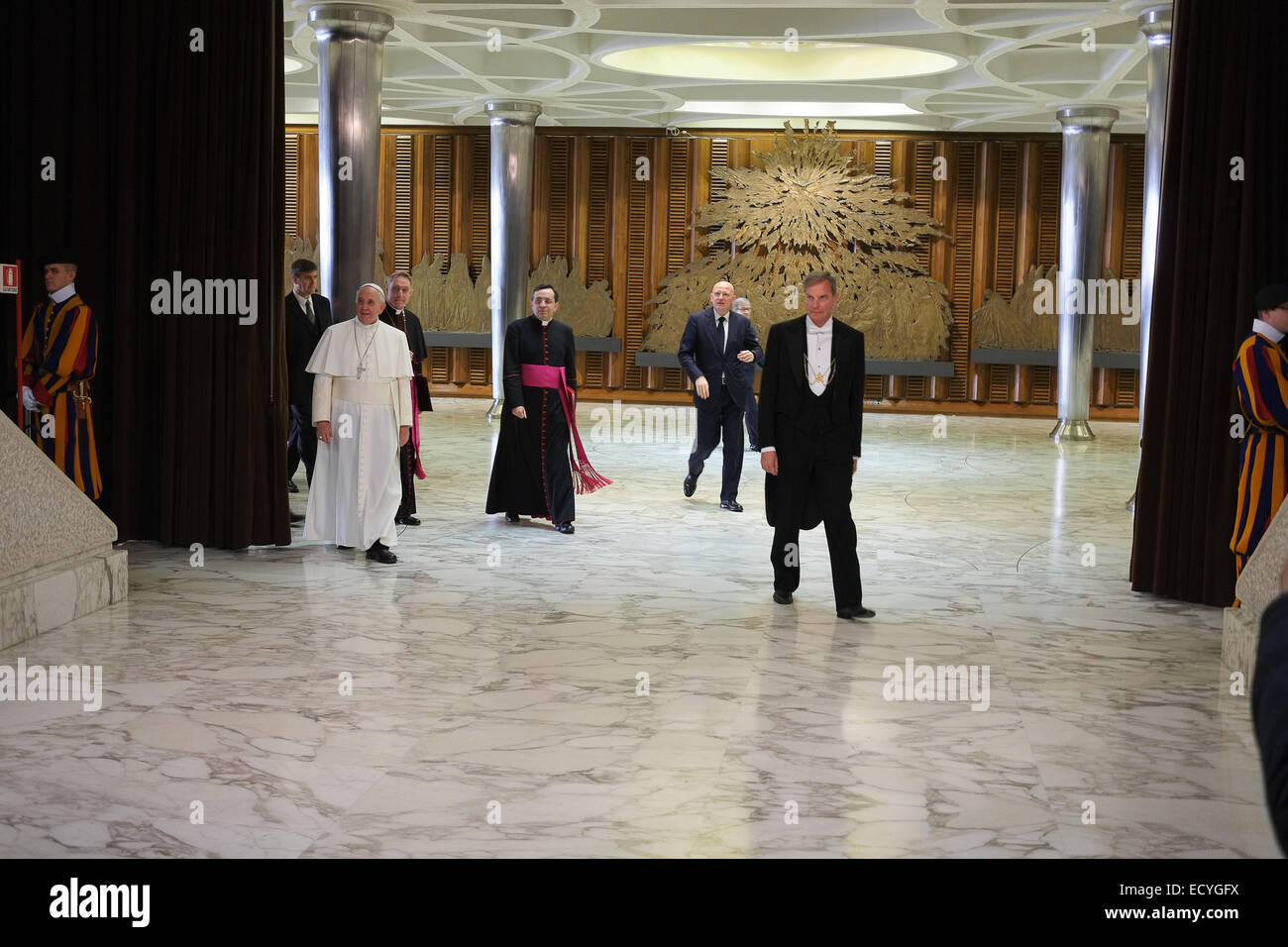 Vatican City. 22nd Dec, 2014. Pope Francis has an audience at Nervi ...