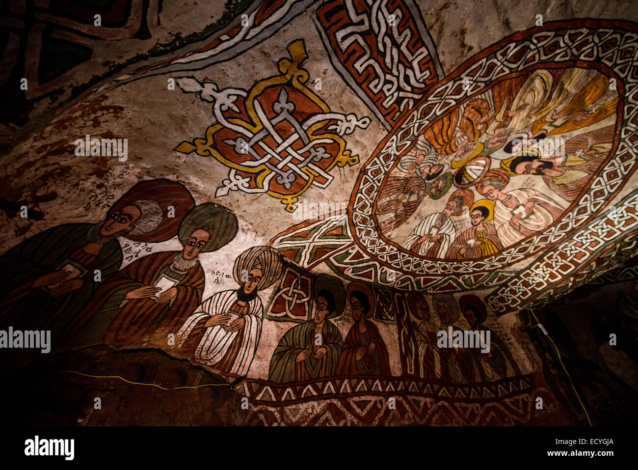 Frescoes of Abuna Yemata rock-hewn church,Tigray, Ethiopia Stock Photo ...