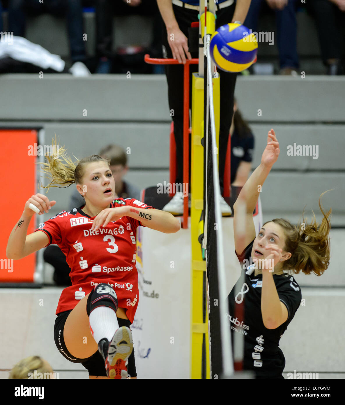 Dresden's Kristina Mikhailenko (L) and Hamburg's Jennifer Lundquist in ...