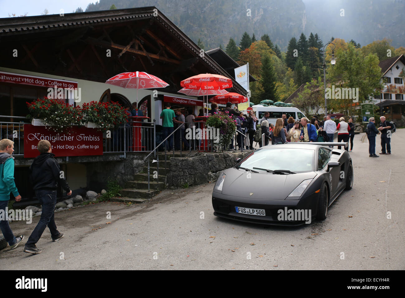 black Lamborghini parked outside Stock Photo - Alamy