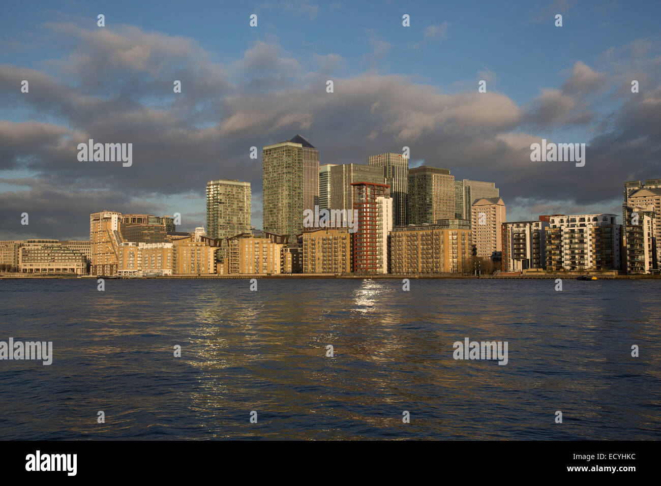 Canary Wharf and Canada Water financial district viewed from across the ...