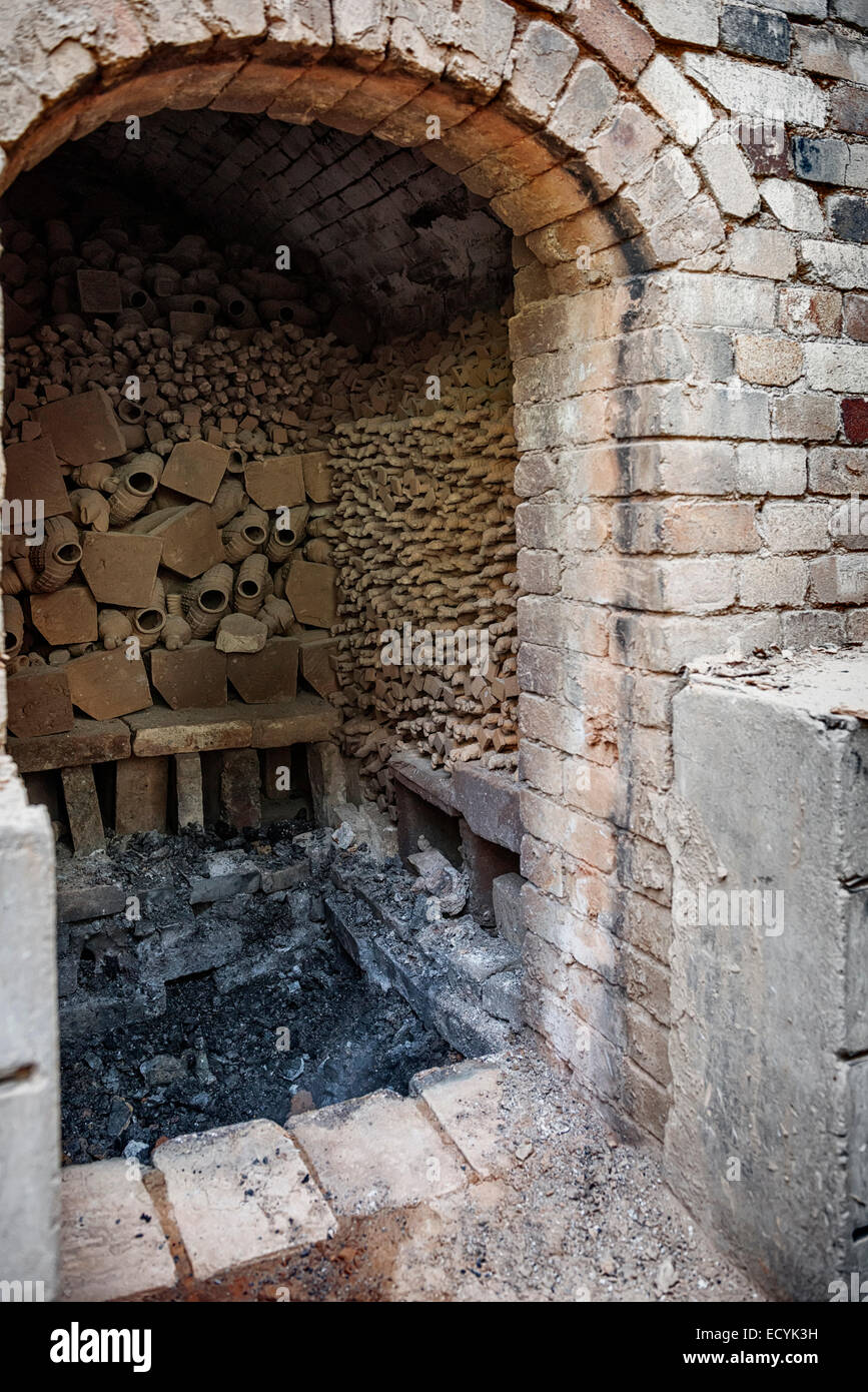 Kiln with terracotta warrior figurines at the factory in Xi'an, China ...