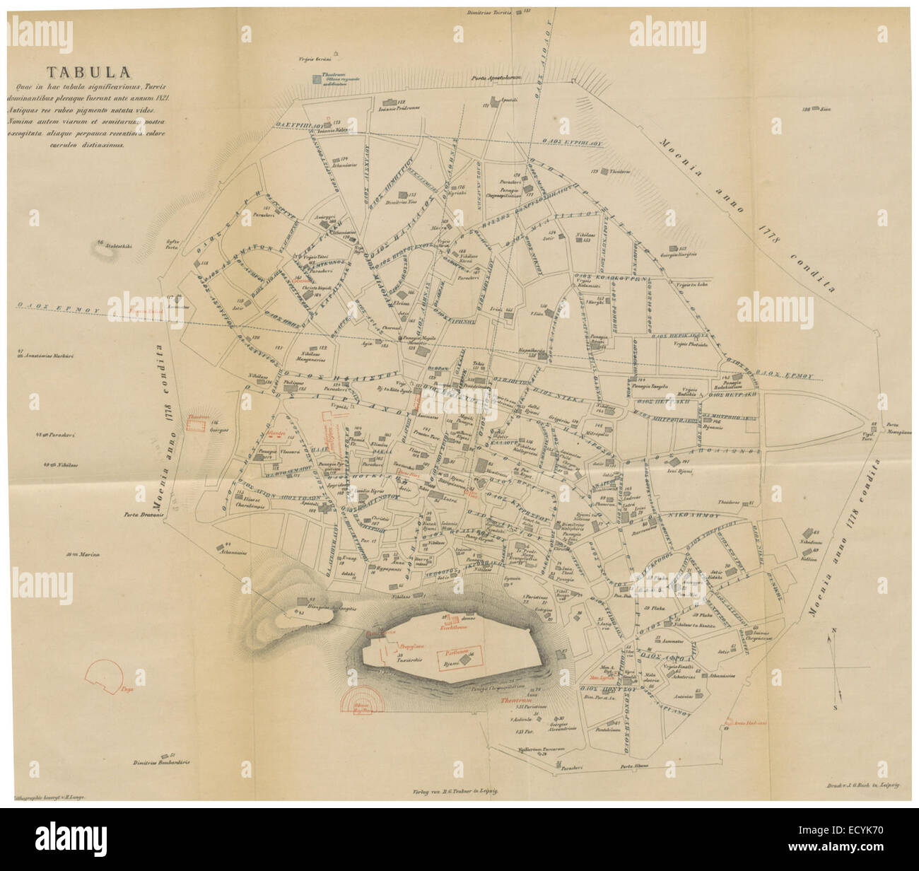 A historical map or illustration of Athens, depicting its classical ...