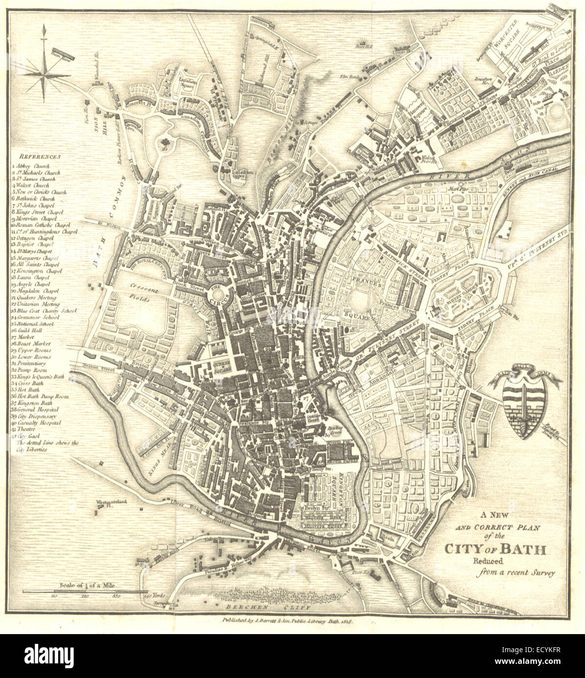 Map of the city of bath hi-res stock photography and images - Alamy