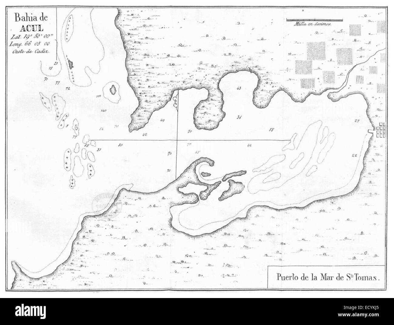 This illustration depicts Bahia de Acul, a coastal region known for its ...